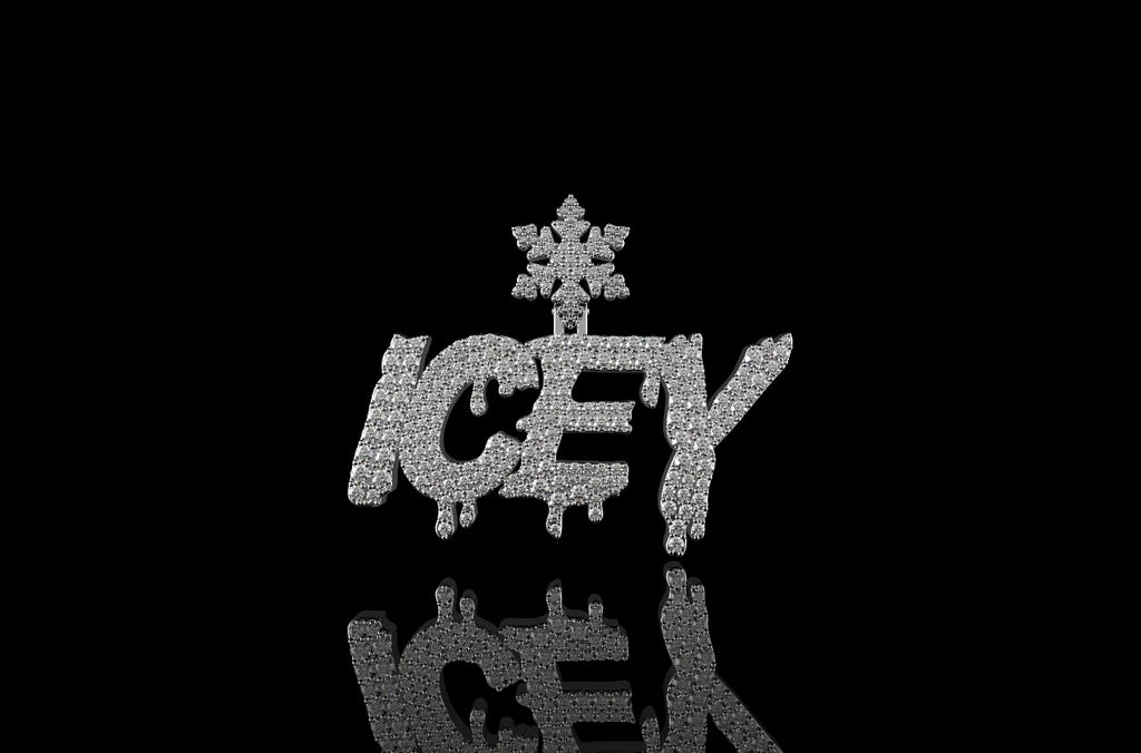 14k white gold custom "icey" style 2 row diamond pendant – Vladdys Diamonds